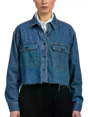 ASKK NY Crosby Houndstooth Paneled Shirt - Blue