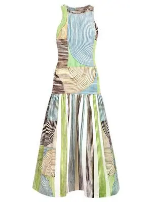 Silvia Tcherassi Jamelia Printed Midi Dress - Neutrals