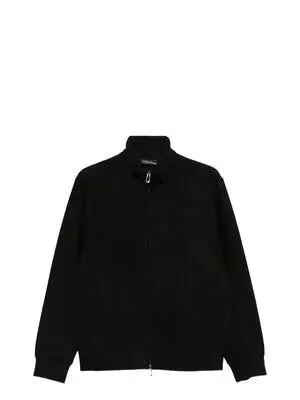 Emporio Armani Textured Zip-up Sweatshirt - Black