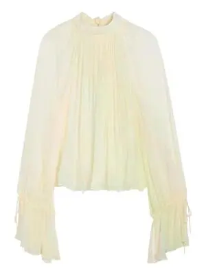 Staud Roux Pleated Blouse - Neutrals