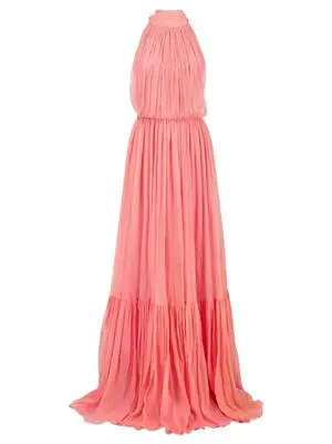 Gucci Halterneck Tiered Maxi Dress - Pink