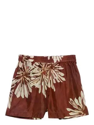 Brunello Cucinelli Floral Silk Shorts - Brown