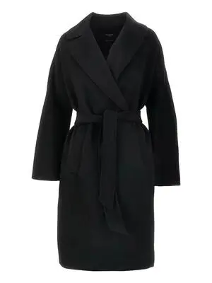 Max Mara Notched Belted Coat - Black