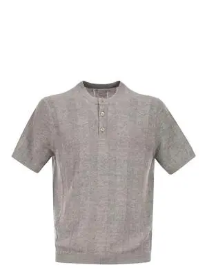 Brunello Cucinelli Ribbed-collar Polo Shirt - Grey