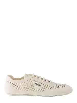 Prada Crochet Round-toe Sneakers - White
