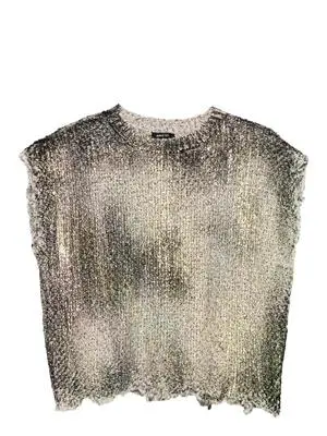 Avant Toi Distressed Knitted Vest - Neutrals