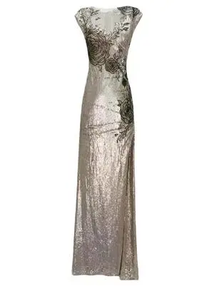 GEMY MAALOUF Embroidered Maxi Dress - Grey