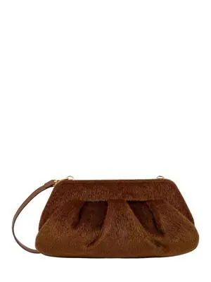 THEMOIRE Ruched Clutch Bag - Brown