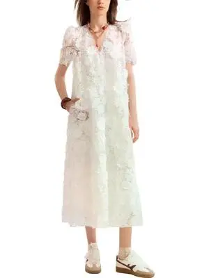GEMY MAALOUF Floral Midi Dress - White
