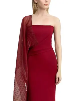 GEMY MAALOUF Asymmetrical Draped Maxi Dress - Red