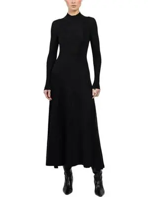 Maria Mcmanus Long-sleeve Ribbed Midi Dress - Black