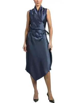 PETER COHEN Victor Tie-waist Wrap Midi Dress - Blue