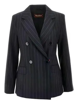 Max Mara Pinstripe Double-breasted Blazer - Blue