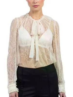 Ulla Johnson Iliana Lace Tie-detail Blouse - Neutrals