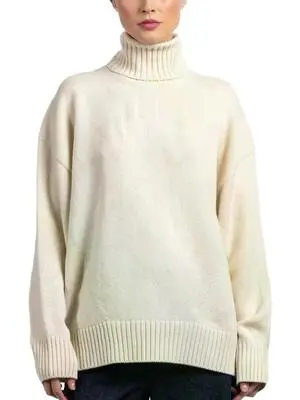 Another Tomorrow Roll-neck Knitted Sweater - Neutrals