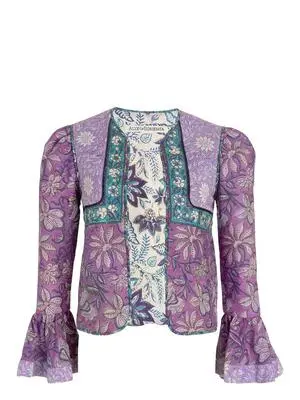 Alix Of Bohemia Floral Cropped Jacket - Purple