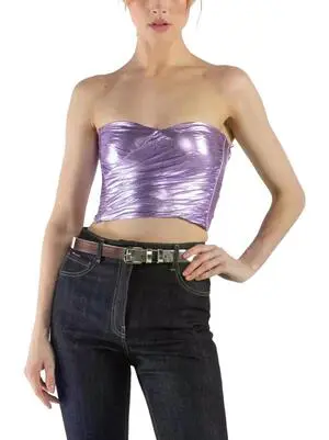 FORTE_FORTE Gathered-Design Strapless Top