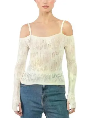 Isabel Benenato Lace Strap Blouse - White