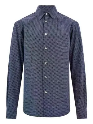 FERRAGAMO Monogram Poplin Shirt - Blue