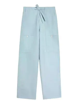 JIL SANDER Drawstring Cargo Linen Trousers - Blue