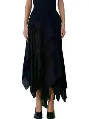 LIMI FEU Gauzed Draped Midi Skirt
