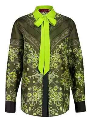 Gucci Floral Bandana Silk Shirt - Green