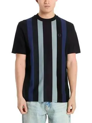 Fred Perry Vertical-stripe T-shirt - Black