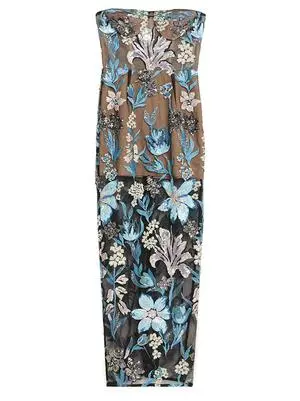 BRONX BANCO Dahlia Strapless Sequined Tulle Gown - Blue Multi