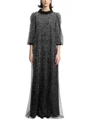 GEMY MAALOUF Beaded-embellishment Maxi Dress - Black