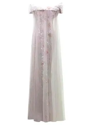 GEMY MAALOUF Off-the-shoulder Tulle Maxi Dress - Pink