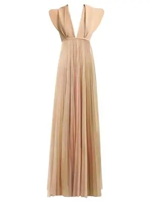 GEMY MAALOUF Paneled Pleated Gown - Neutrals