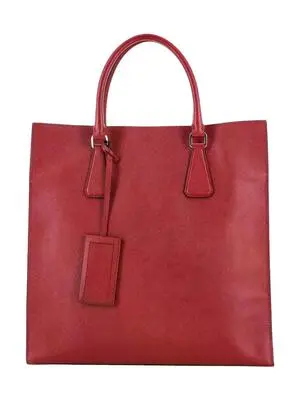 Prada Convertible Saffiano Leather Tall Tote Bag - Red