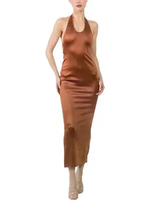 LA GALPA Aziza Halterneck Maxi Dress - Orange