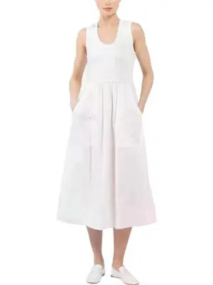 PHARAOH Jaclyn Scoop Neck A-line Dress With Pockets - White