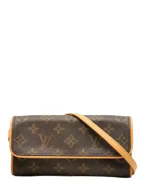 LOUIS VUITTON 2002 Monogram Pochette Twin Pm Crossbody Bag - Brown