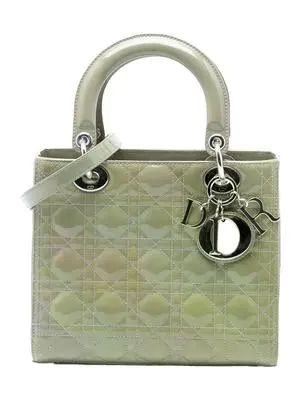 Dior 2015 Medium Patent Cannage Lady Satchel - Green