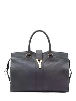 Saint Laurent Medium Leather Cabas Chyc Satchel - Grey