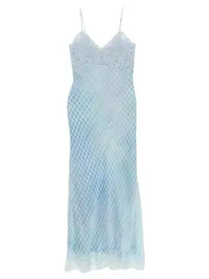 Ermanno Scervino Lace-trimmed Gingham Midi Dress - Blue