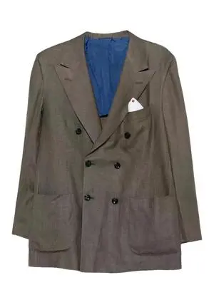 Kiton Double-breasted Pocket Blazer - Green