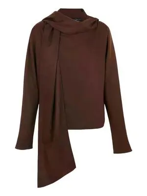 CORTANA Draped High-neck Top - Brown