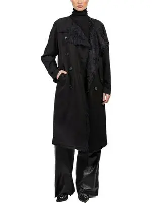 R13 Reversible Fringed Coat - Black