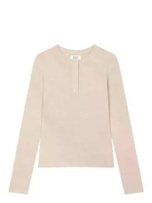 STUDIO TOMBOY Snap-button Henley Top - Neutrals