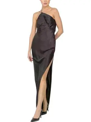 THE SEI Asymmetric-neck Maxi Gown - Grey