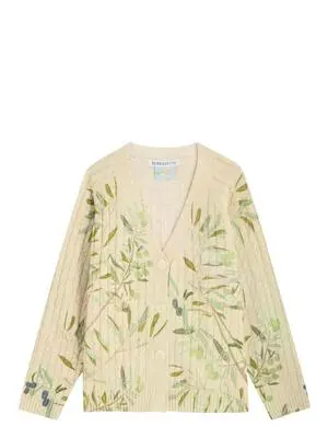 Bernadette Floral-print Cable-knit Cardigan - Neutrals
