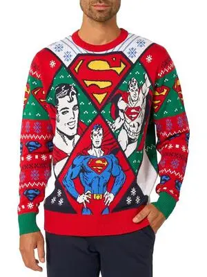 Opposuits Superman Christmas Sweater - Red Multi