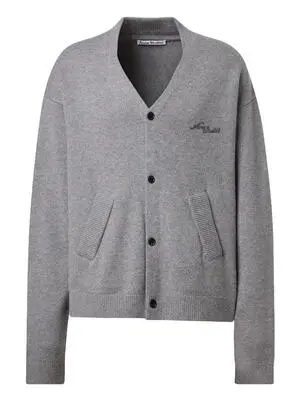 Acne Studios Logo Wool And Yak Cardigan - Grey