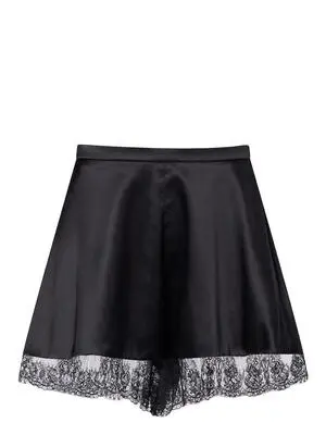 Nina Ricci Lace-trimmed Silk-blend Satin Shorts - Black