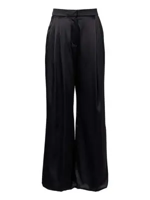 Nina Ricci Silk-blend Satin Wide-leg Pants - Black