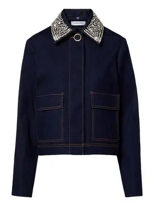 Veronica Beard Barrington Embellished Denim Jacket - Blue