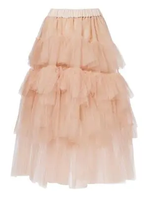 Simone Rocha Ruffled Tulle Midi Skirt - Pink